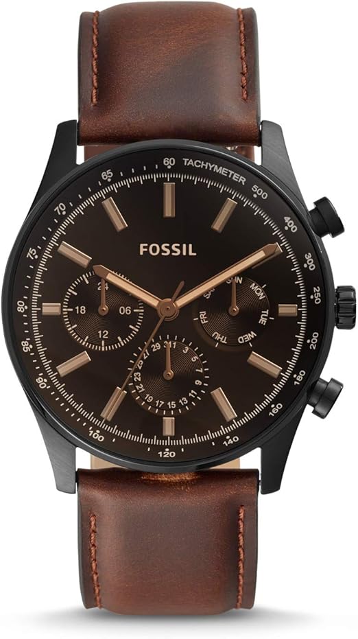 Amazon.com: Fossil Sullivan Multifunction Brown Leather Watch BQ2457 ...