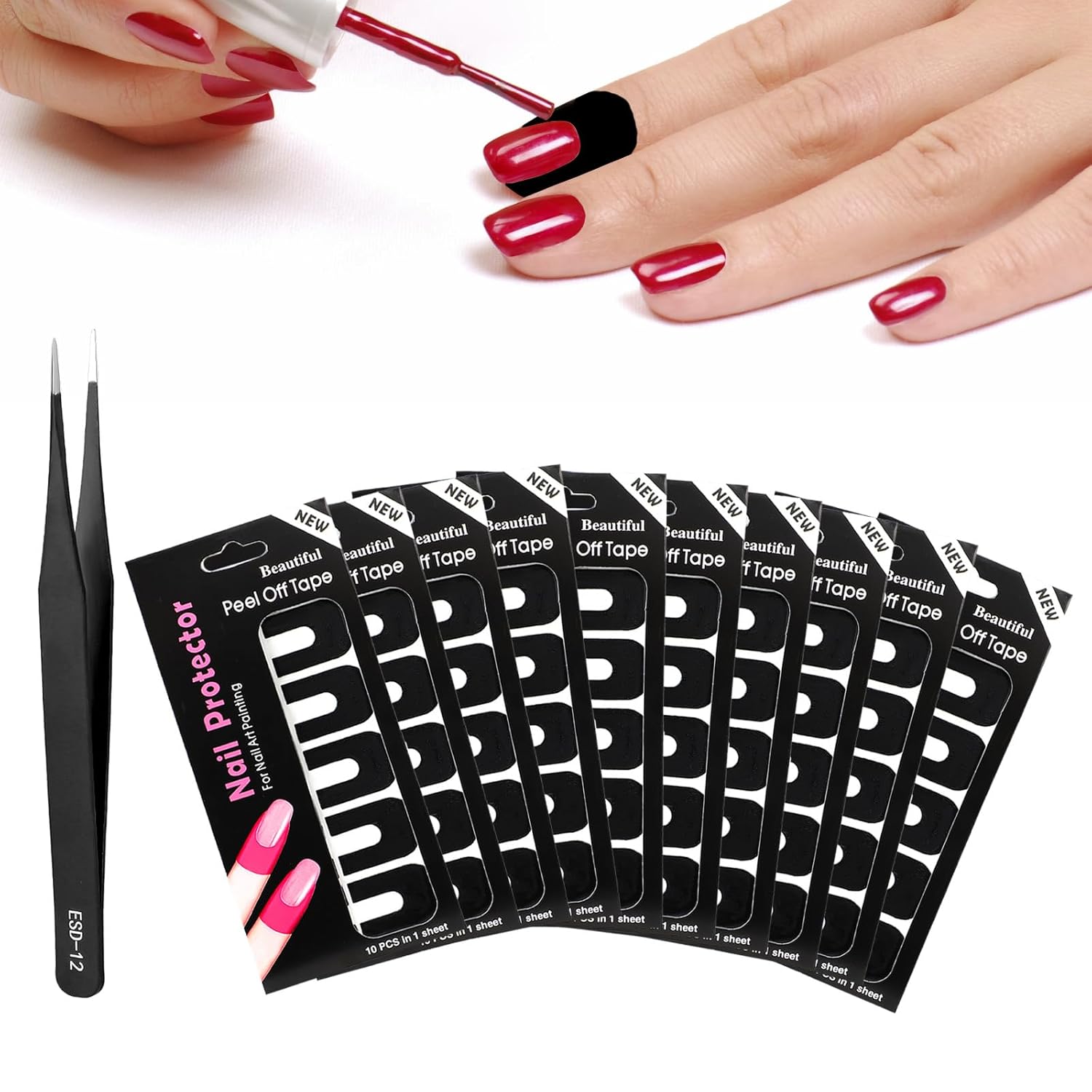 Amazon.com: 100pcs Nail Polish Protector for Fingers with Tweezers, U ...