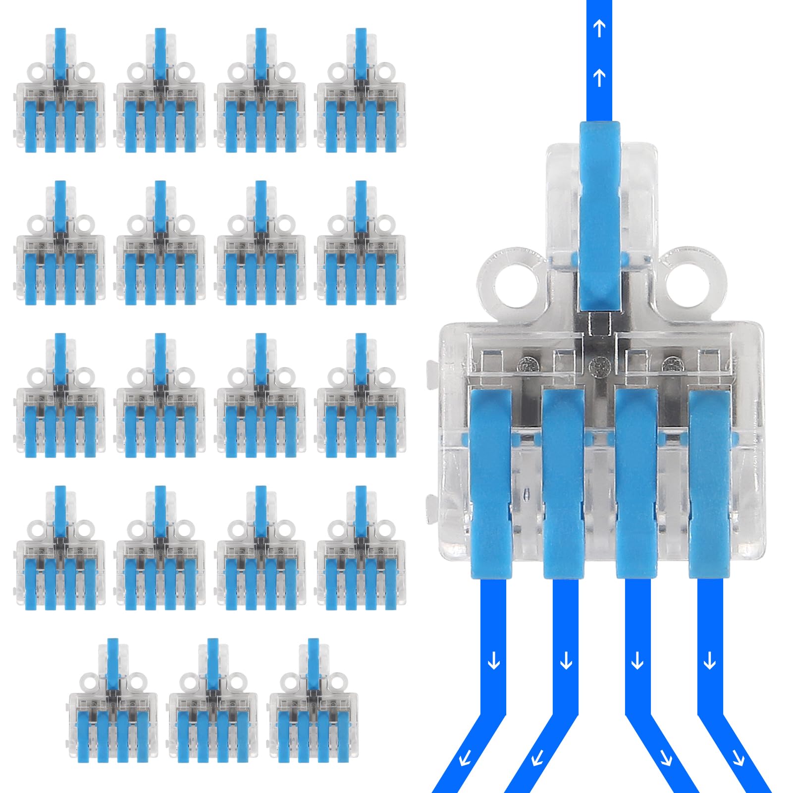 Snapklik.com : 20pcs Lever Wire Connectors, 1 In 4 Out Connectors For ...