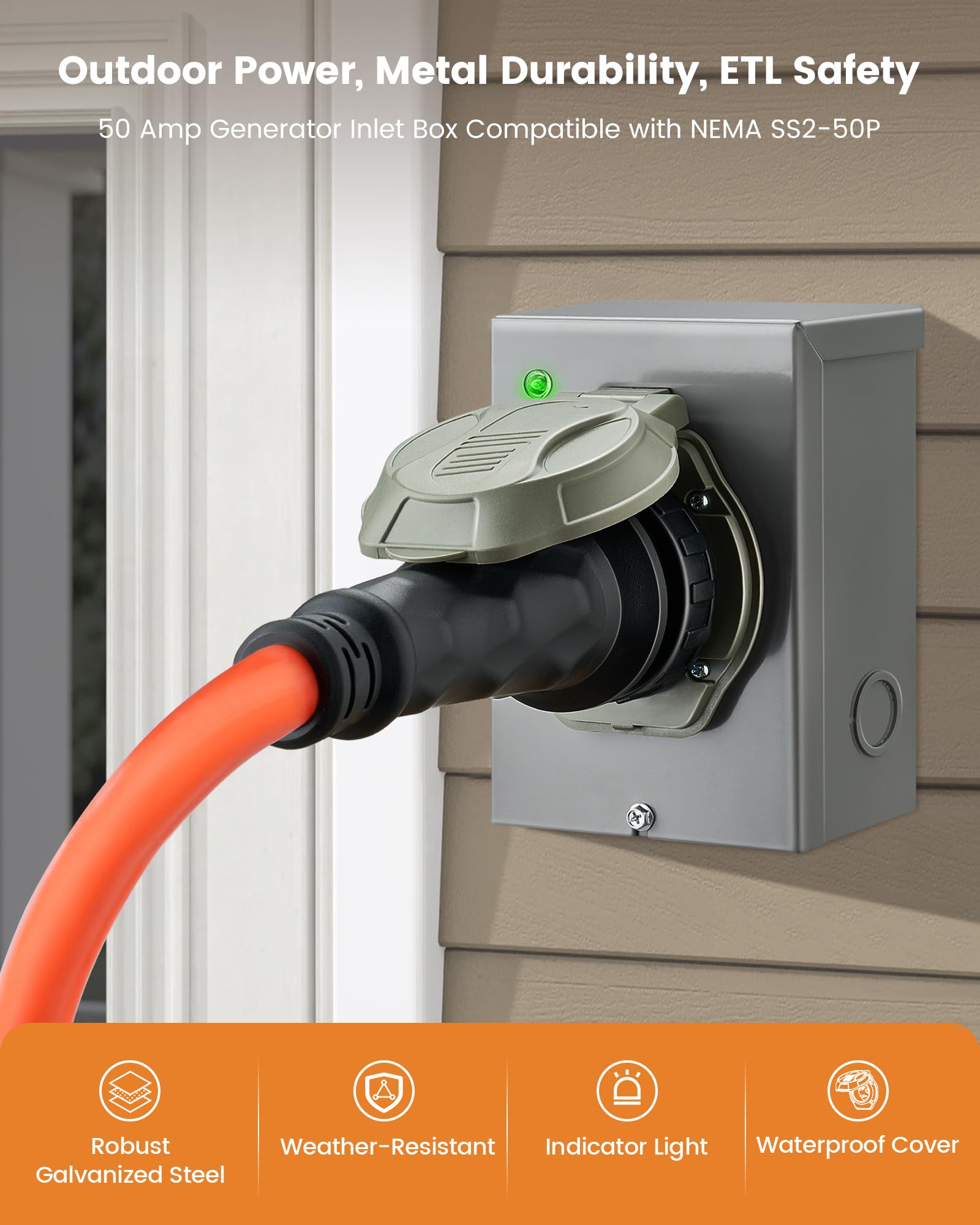 Snapklik.com : 50 Amp Generator Power Inlet Box, NEMA SS2-50P Generator ...