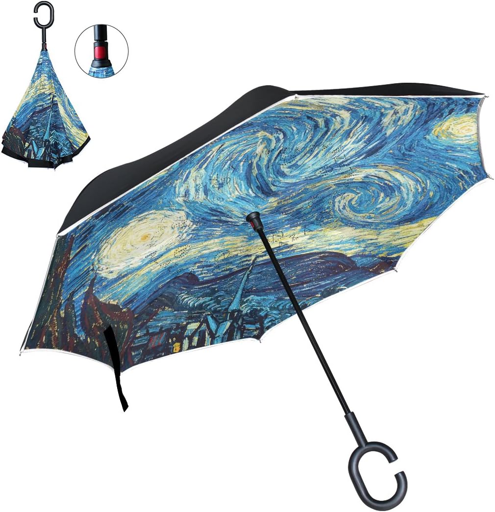 Amazon.com: ALAZA Starry Night Sky Van Gogh Windproof Inverted Open ...