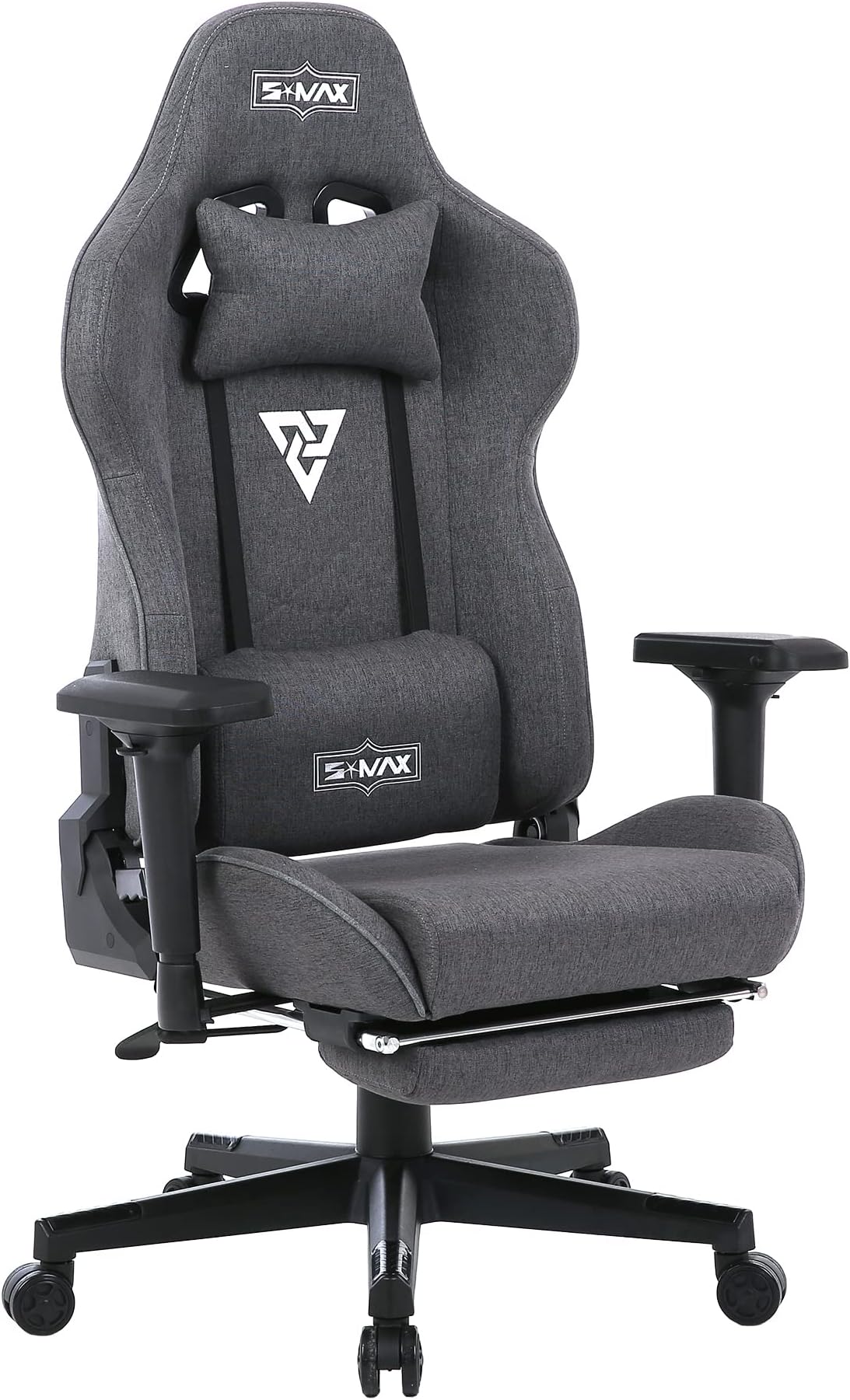 Amazon.com: S*MAX Fabric Gaming Chair with Footrest Wide Seat Ergonomic ...