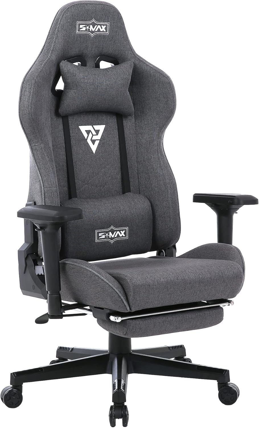 Amazon.com: S*MAX Fabric Gaming Chair with Footrest Wide Seat Ergonomic ...