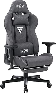 S*MAX Fabric Gaming Chair with Footrest Wide Seat Ergonomic Gamer ...
