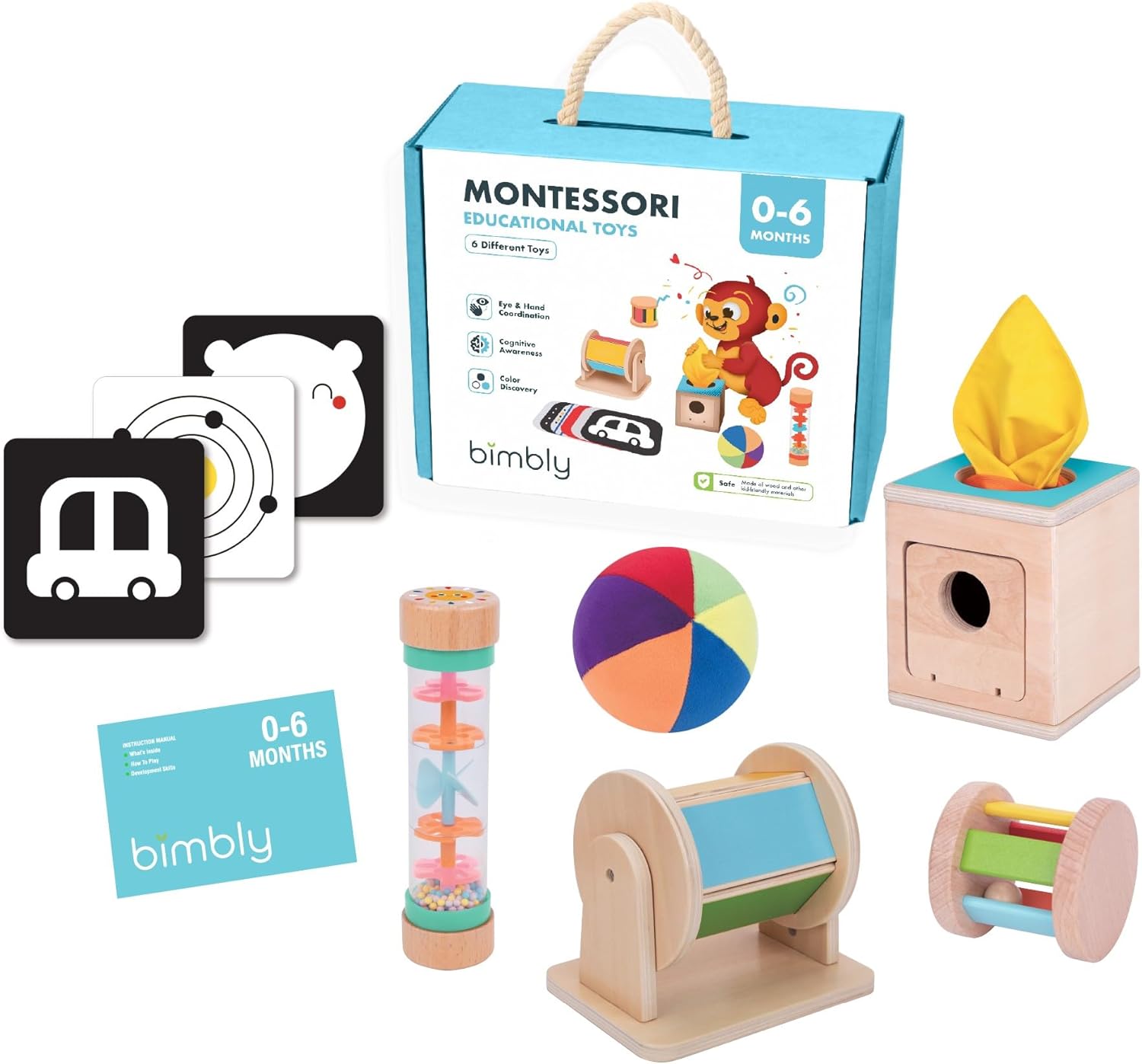 Amazon.com: bimbly Wooden Montessori Toys for Babies 0-6 Months ...