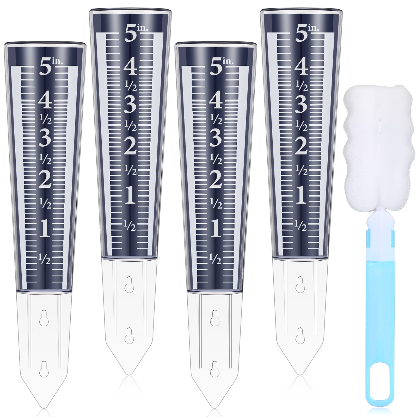 Amazon.com : Kanayu 4 Pcs 5 Inch Capacity Outdoor Rain Gauge with Tube ...
