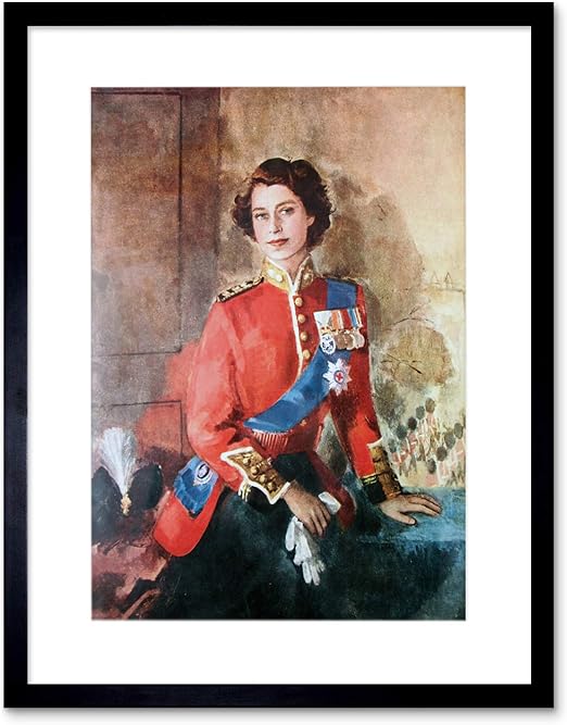 Wee Blue Coo Painting Portrait Queen Elizabeth II England Framed Wall ...