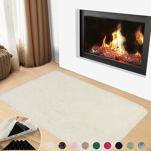 Amazon.com: Mugorn Cream White Rugs for Bedroom, 2x3 Feet Fluffy Area ...