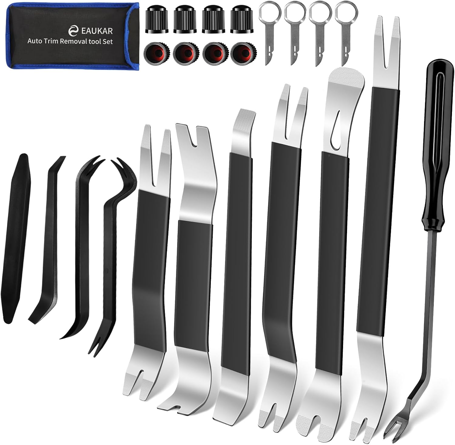 Amazon.com: Eaukar 24 Pcs Auto Trim Removal Tool Kit, Metal Car Removal ...