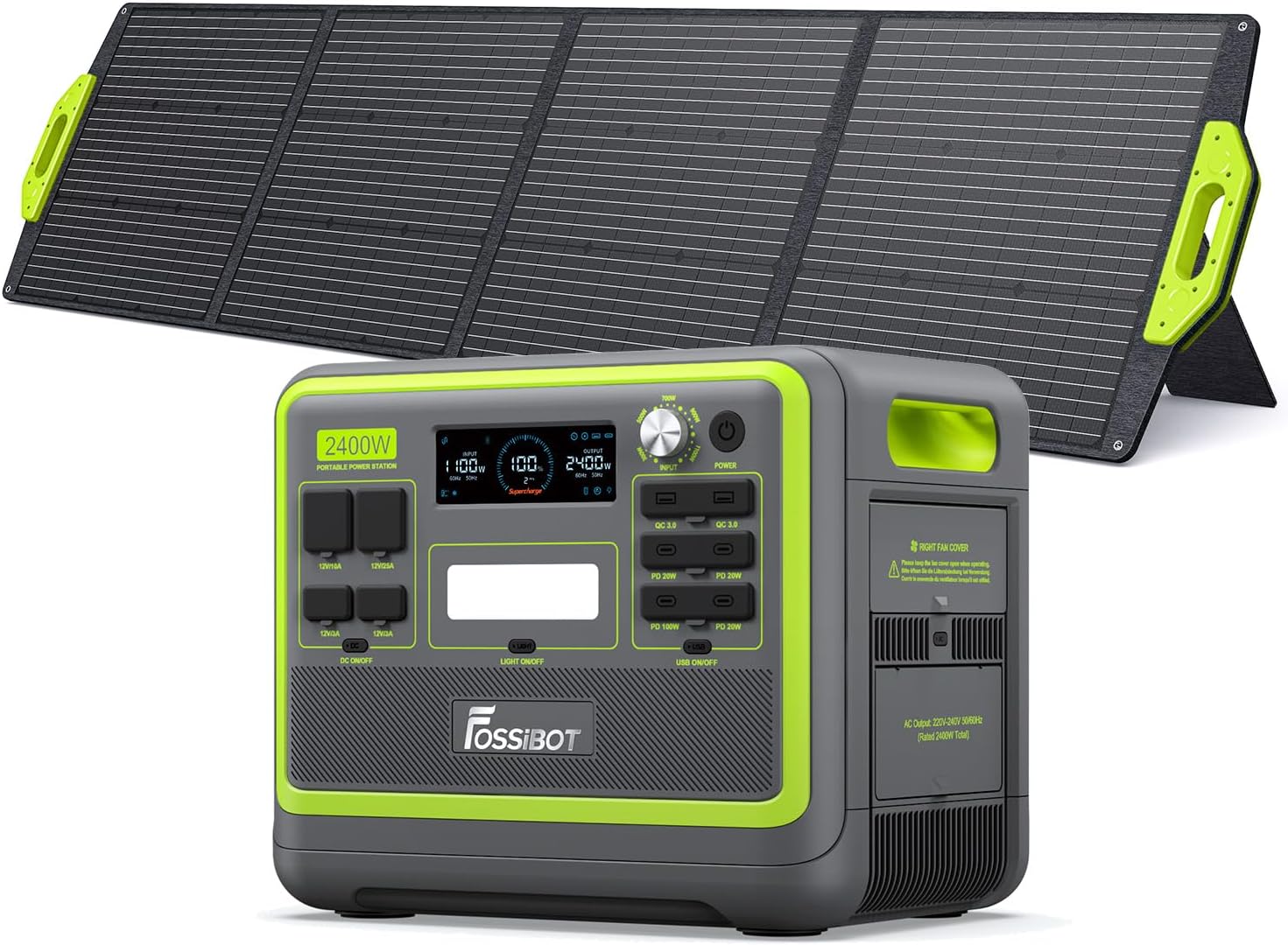 FOSSiBOT F2400 Générateur Solaire avec Panneau Solaire 200W, 2048Wh ...