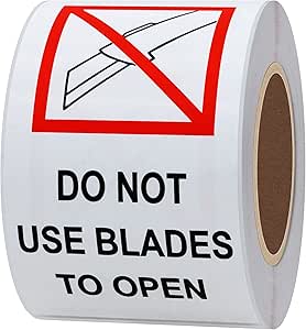 Hylabelest 2x4 Inch Red and Black Do Not Use Blades to Open Warning ...