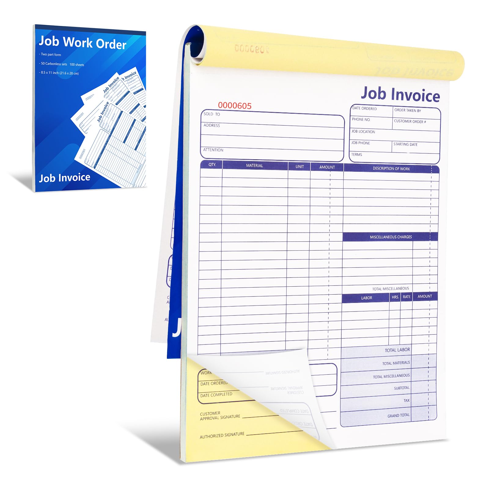 Amazon.com : 50 Set Job Work Order Forms Job Invoice Forms Invoice ...