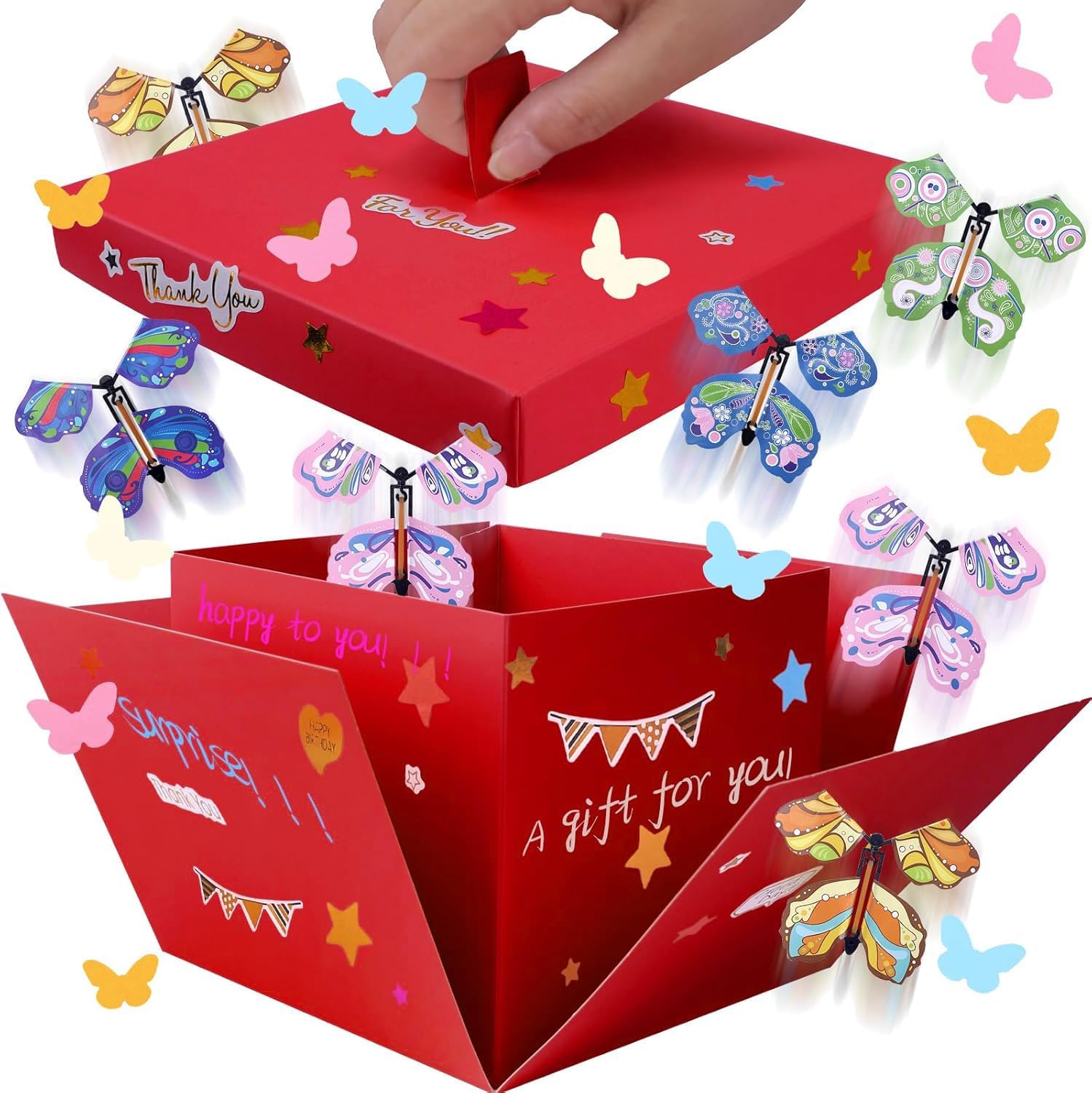 Amazon.com: Butterfly Explosion Red Gift Box, DIY Unique Exploding ...
