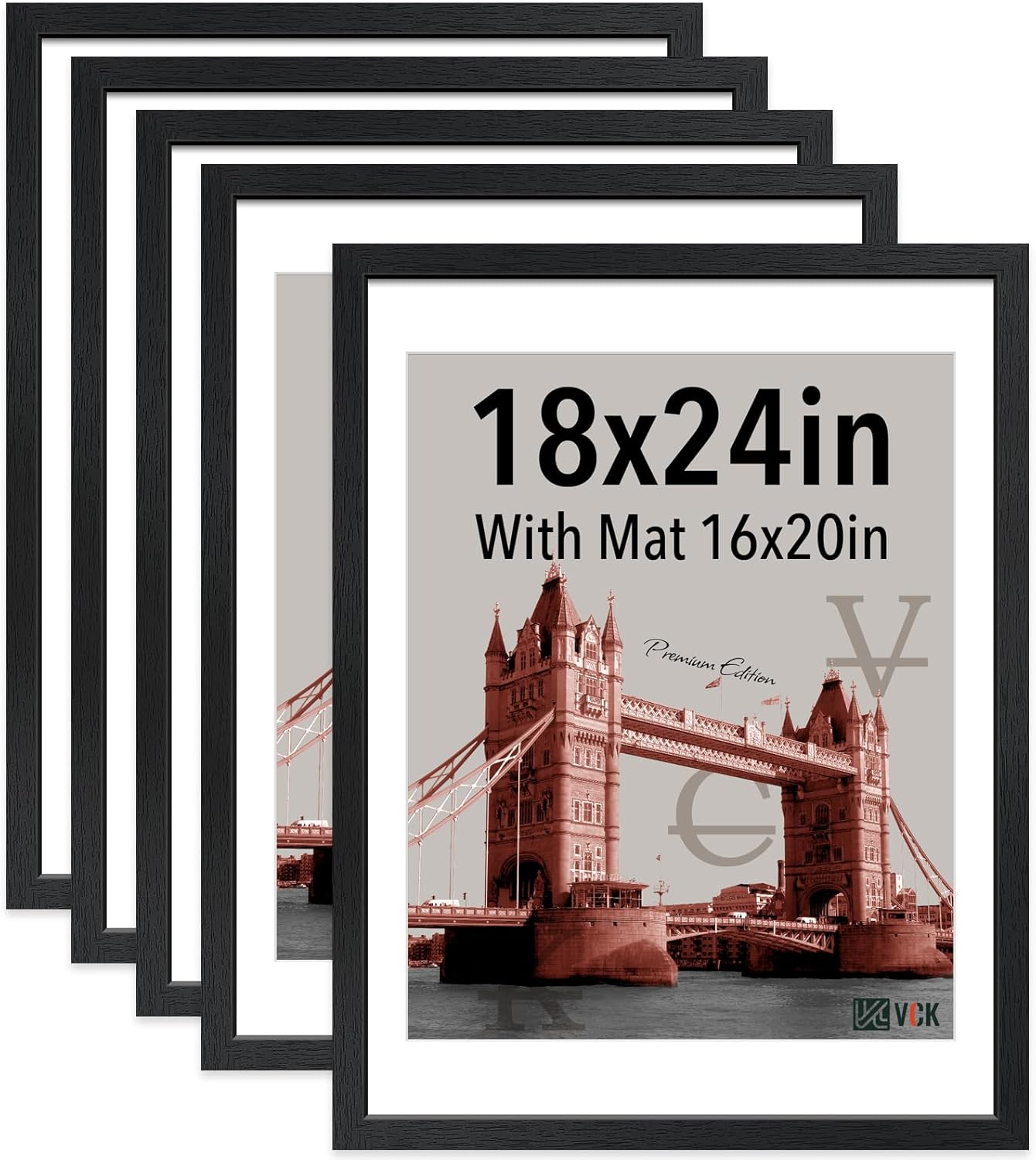 Amazon.com - VCK 18x24 Poster Frame Black 5 Pack - with Mat 16x20 ...