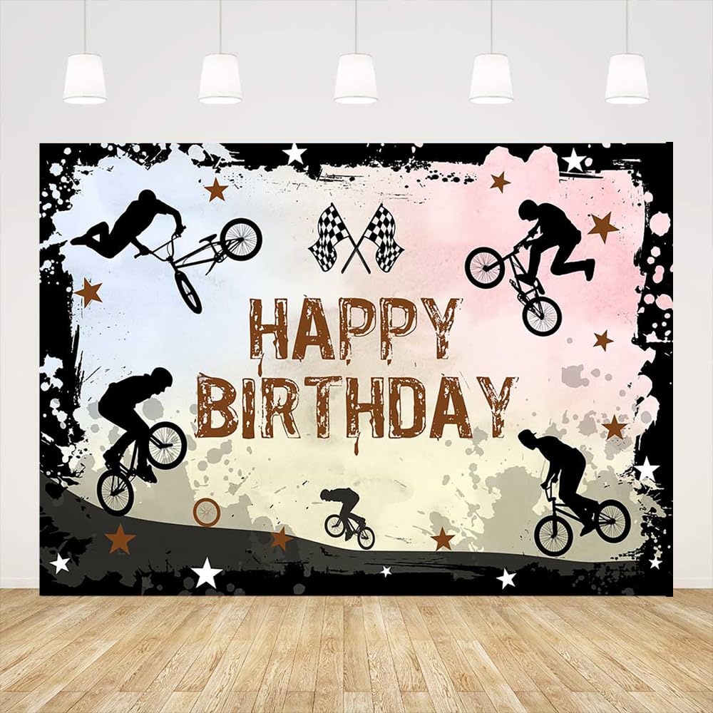 Amazon.com : Ticuenicoa 7x5ft Bicycle Themed Happy Birthday Backdrop ...