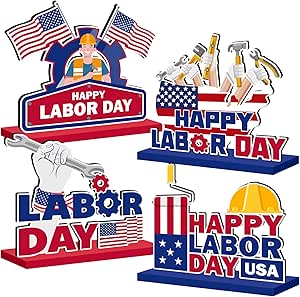 Amazon.com: Labor Day Decorations Wooden Table Centerpieces Labor Day ...