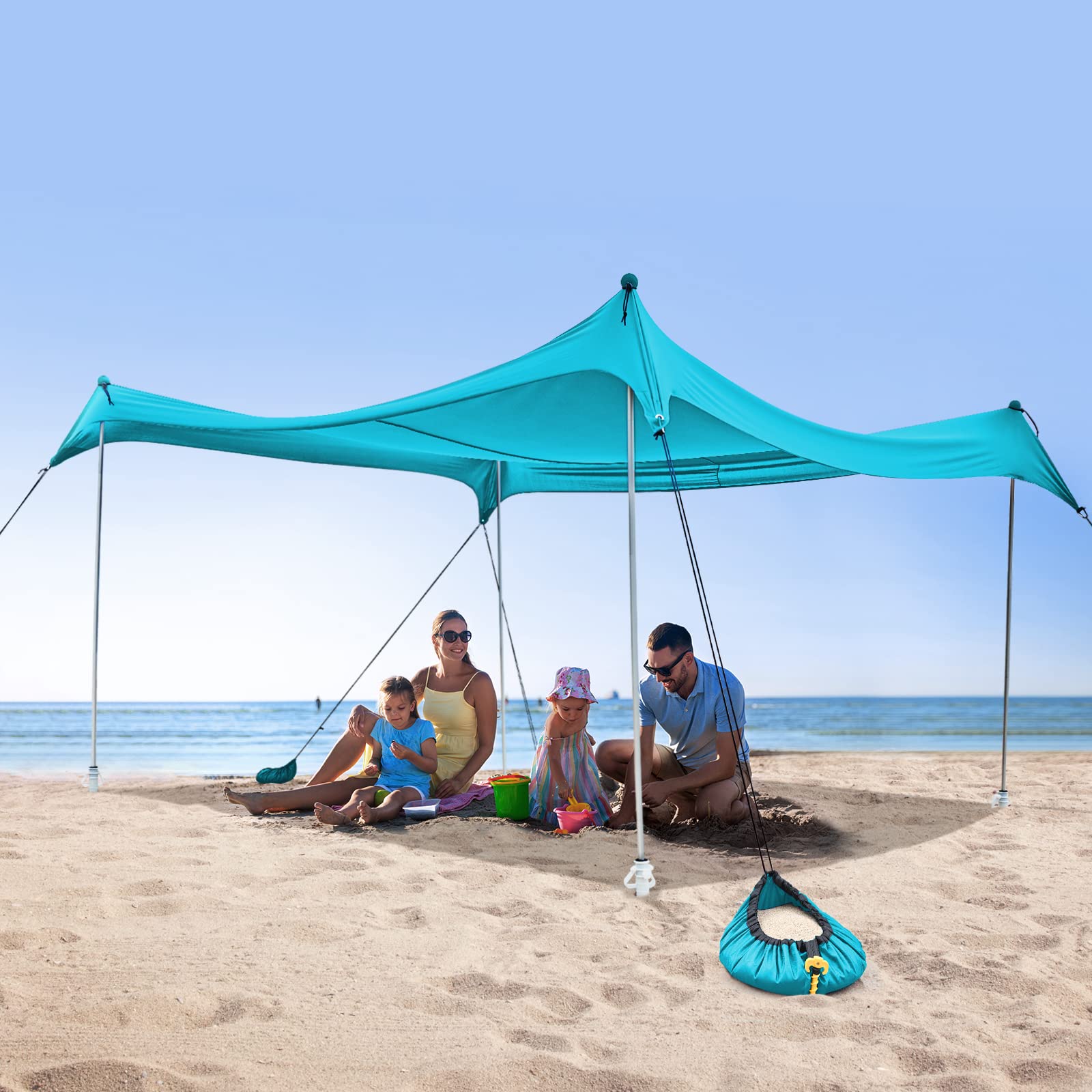 ArcadiVille Beach Tent Sun Shelter UPF50+, 10 x 10 ft Beach Canopy Easy ...