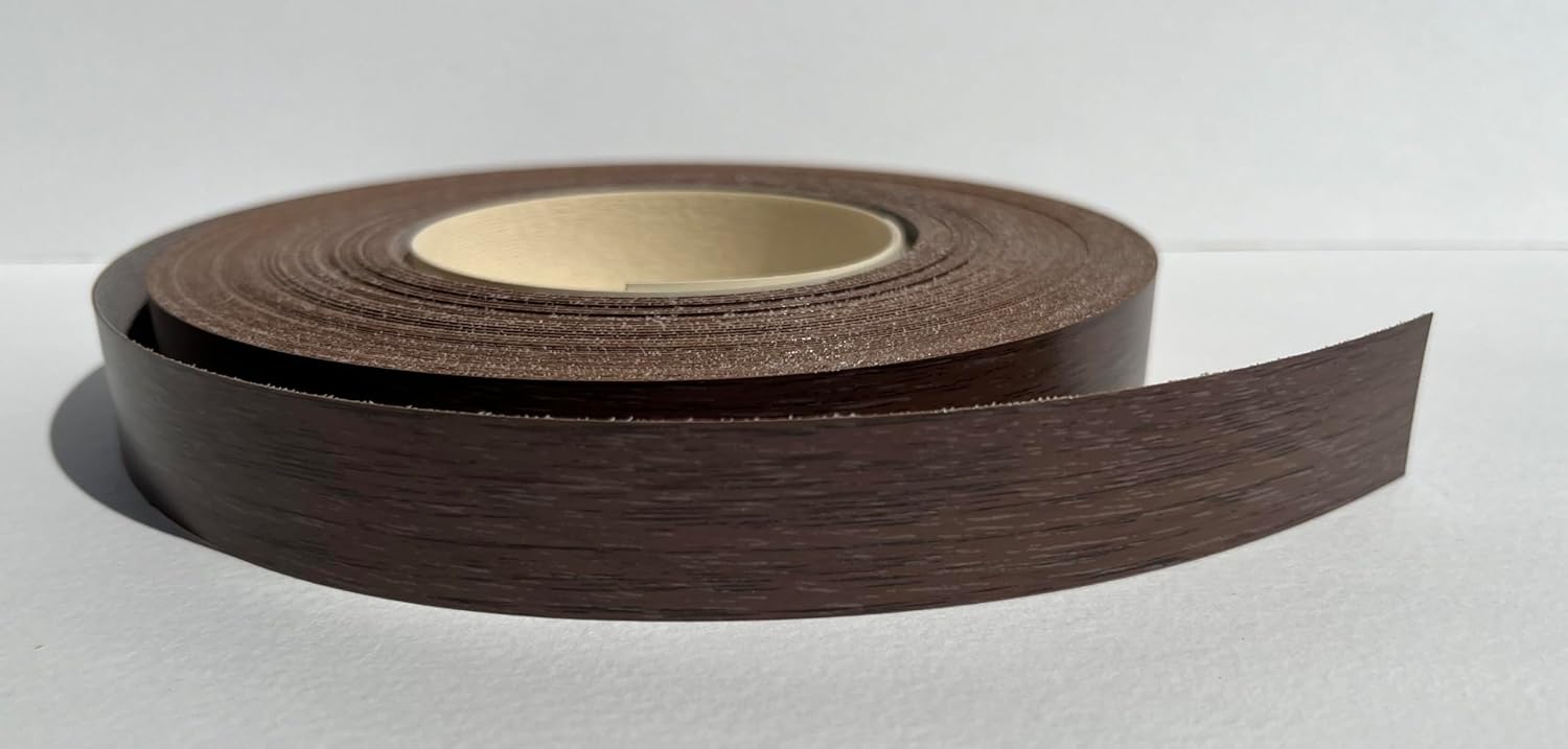 Pre Glued Iron on Melamine Dark Walnut Edging Tape 22mm wide x 5 Metres ...