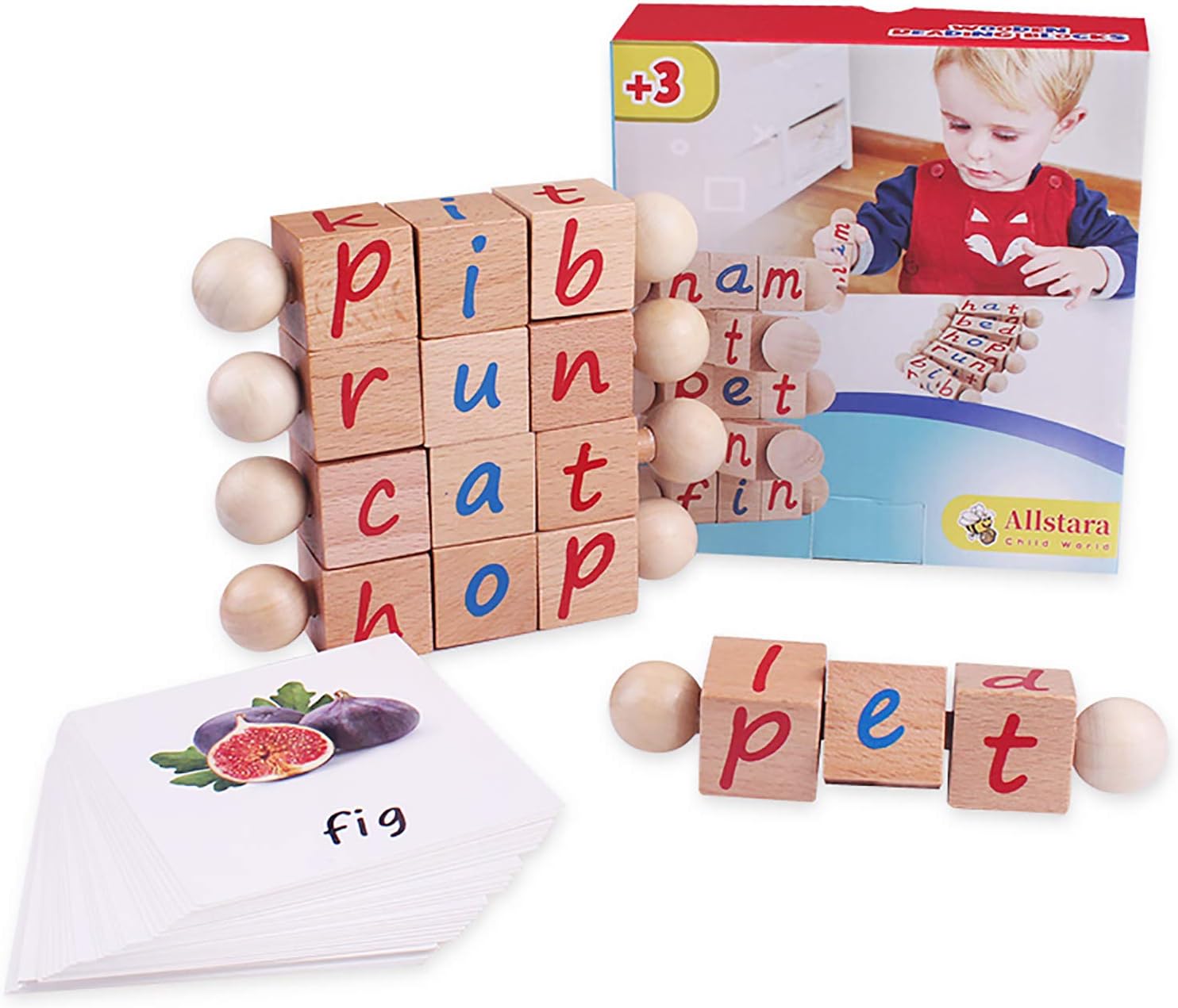 Amazon.com: Wooden Reading Blocks | [5] Set of Montessori Toys for ...