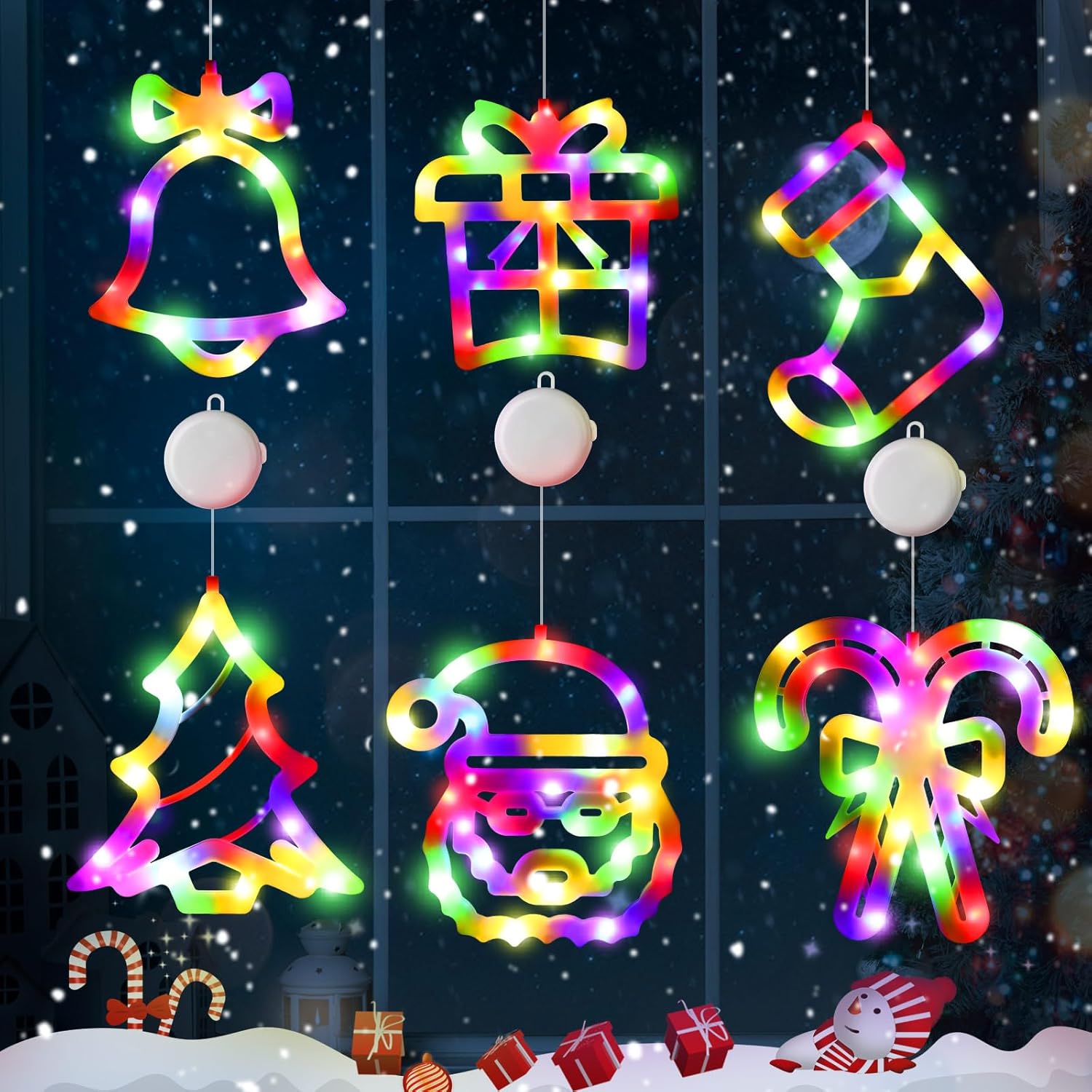 Amazon.com: Gejoy 6 Pcs Christmas Window Lights Decoration Light up ...