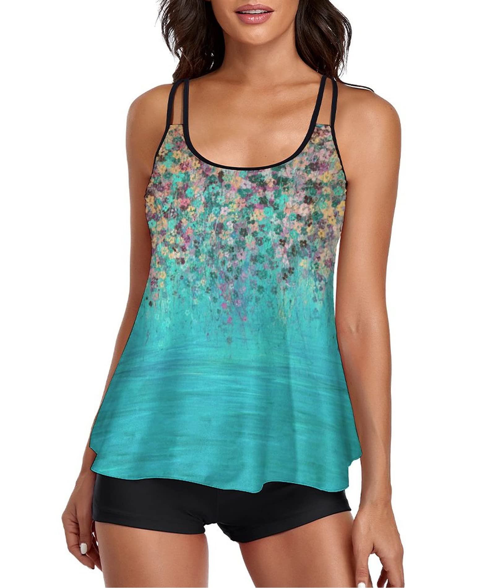 Urchics Womens Gray Tankini Swimsuit Tank Top Two Piece Bathing Suits ...