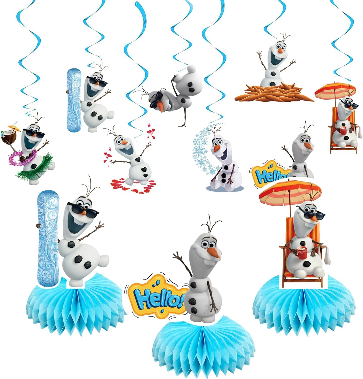 Amazon.com: Frozen Olaf Honeycomb Centerpieces Hanging Swirl ...
