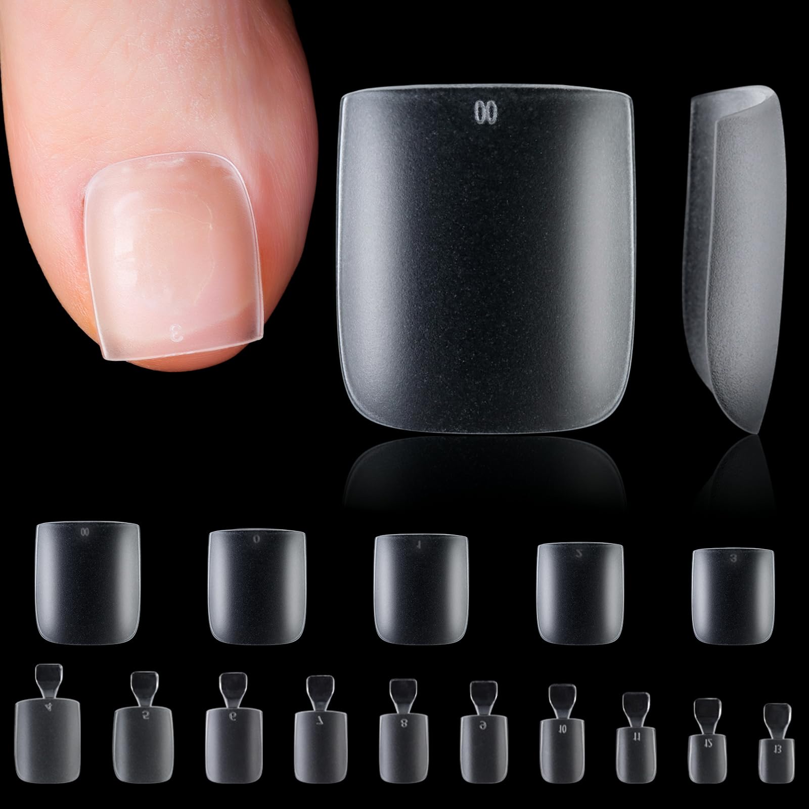 Amazon.com: Long Square Toe Nail Tips for Wide Nail Beds, Matte Pre ...