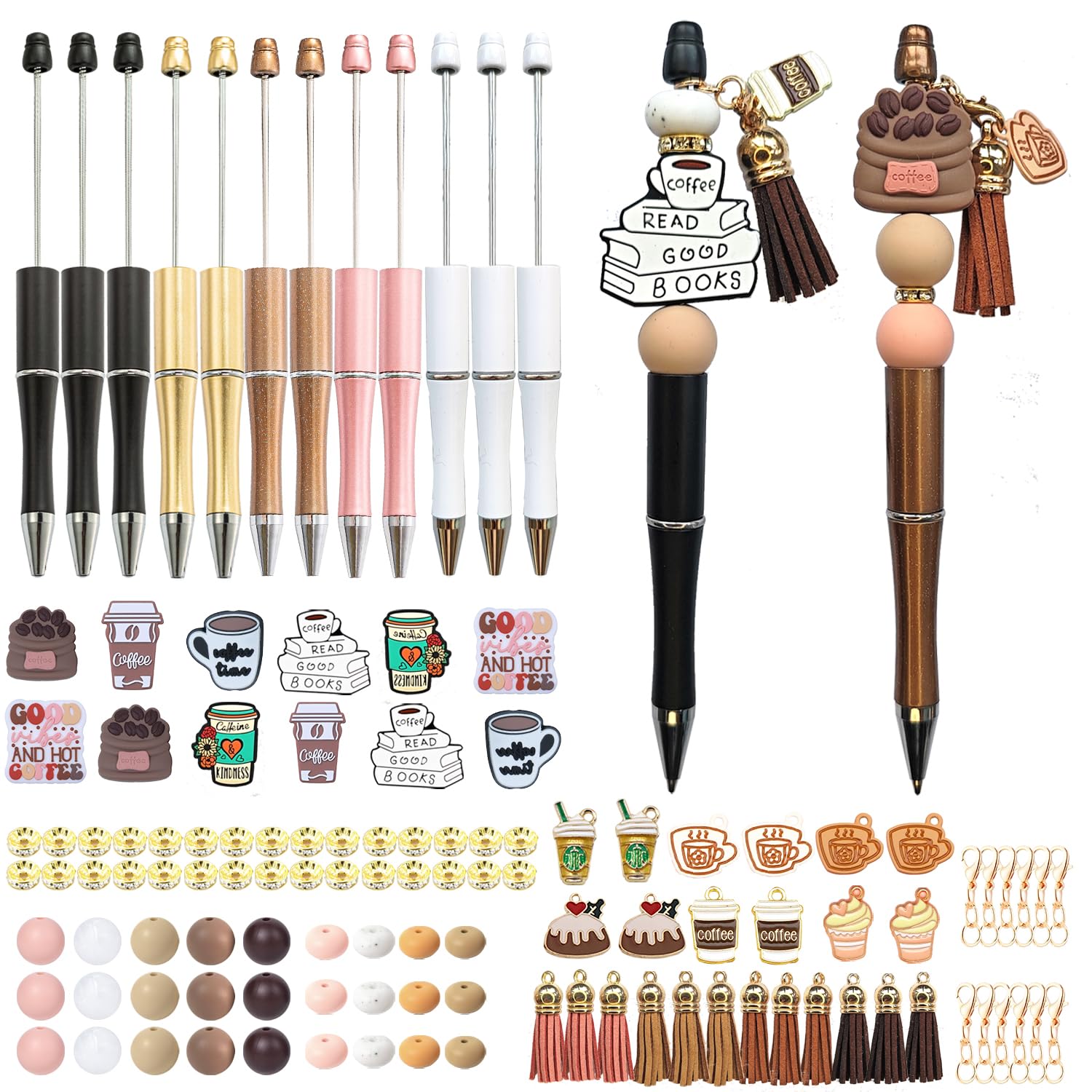 Amazon.com: JNwhy Beadable Pens 12 Sets Coffee Theme Ballpoint Pens DIY ...