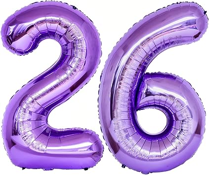 Amazon.com: Number 26 Purple Balloons 40 Inch Giant Purple Foil 26 ...