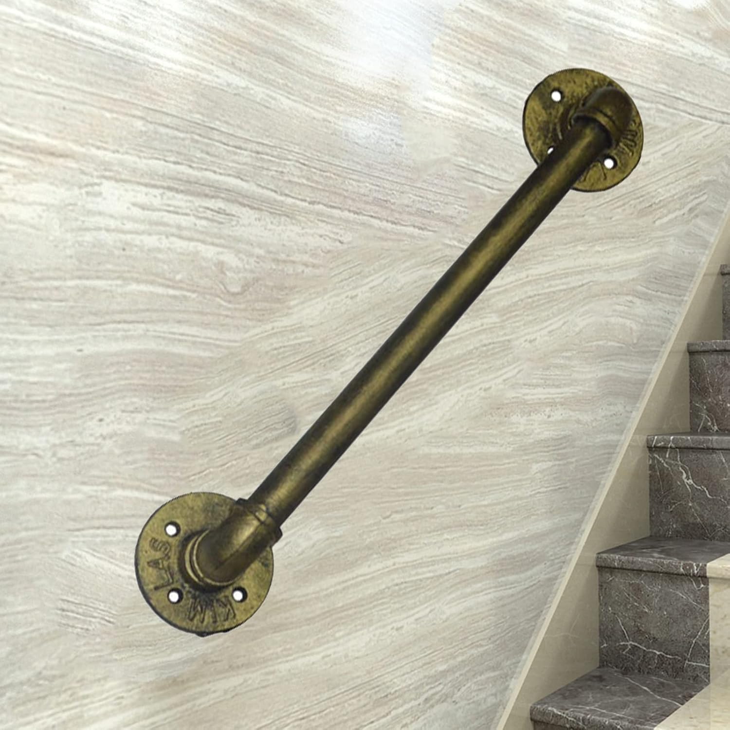 Retro Round Staircase Handrail Metal Anti-Rust Indoor Outdoor Wall ...