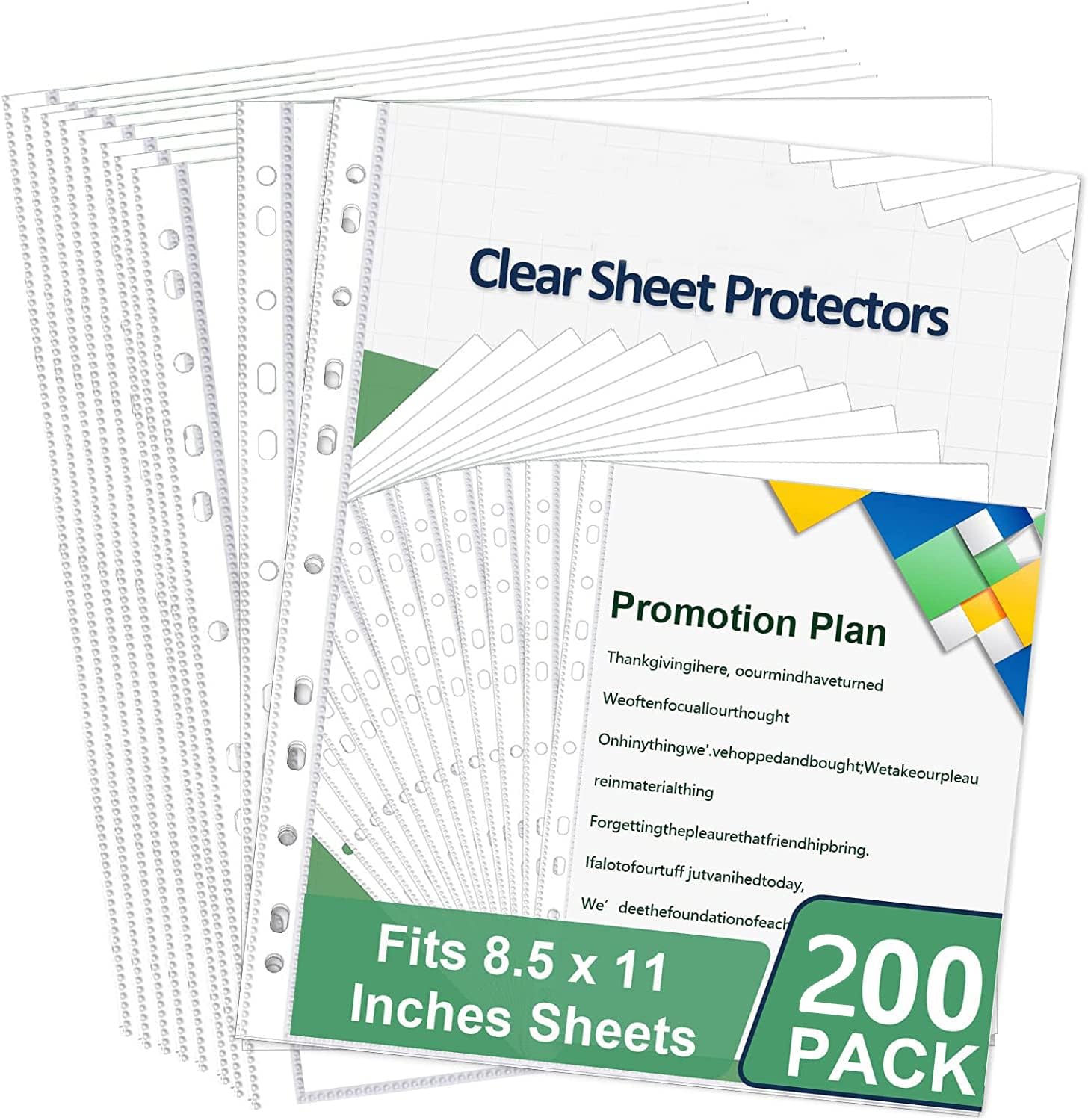 Atoke 200 pcs A4 Punched Pockets,Thick Wallet Sleeves,Clear Binder ...