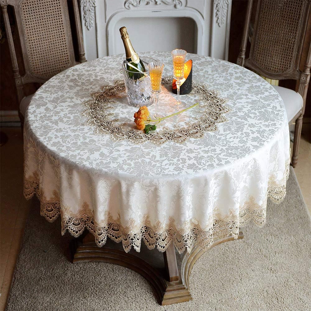 Amazon.com: ARTABLE Round Tablecloth Lace Rustic Macrame Embroidered ...
