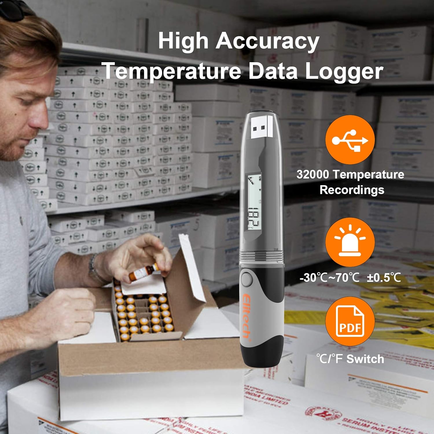 Elitech RC-51 PDF USB Temperature Data Logger Recorder Tester Points ...