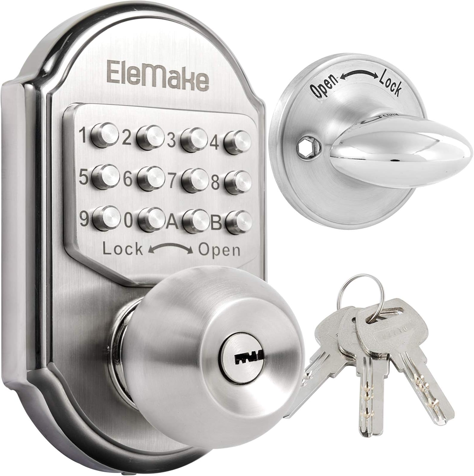 Amazon.com: 100% Mechanical Keyless Entry Door Lock, Stainless Steel ...
