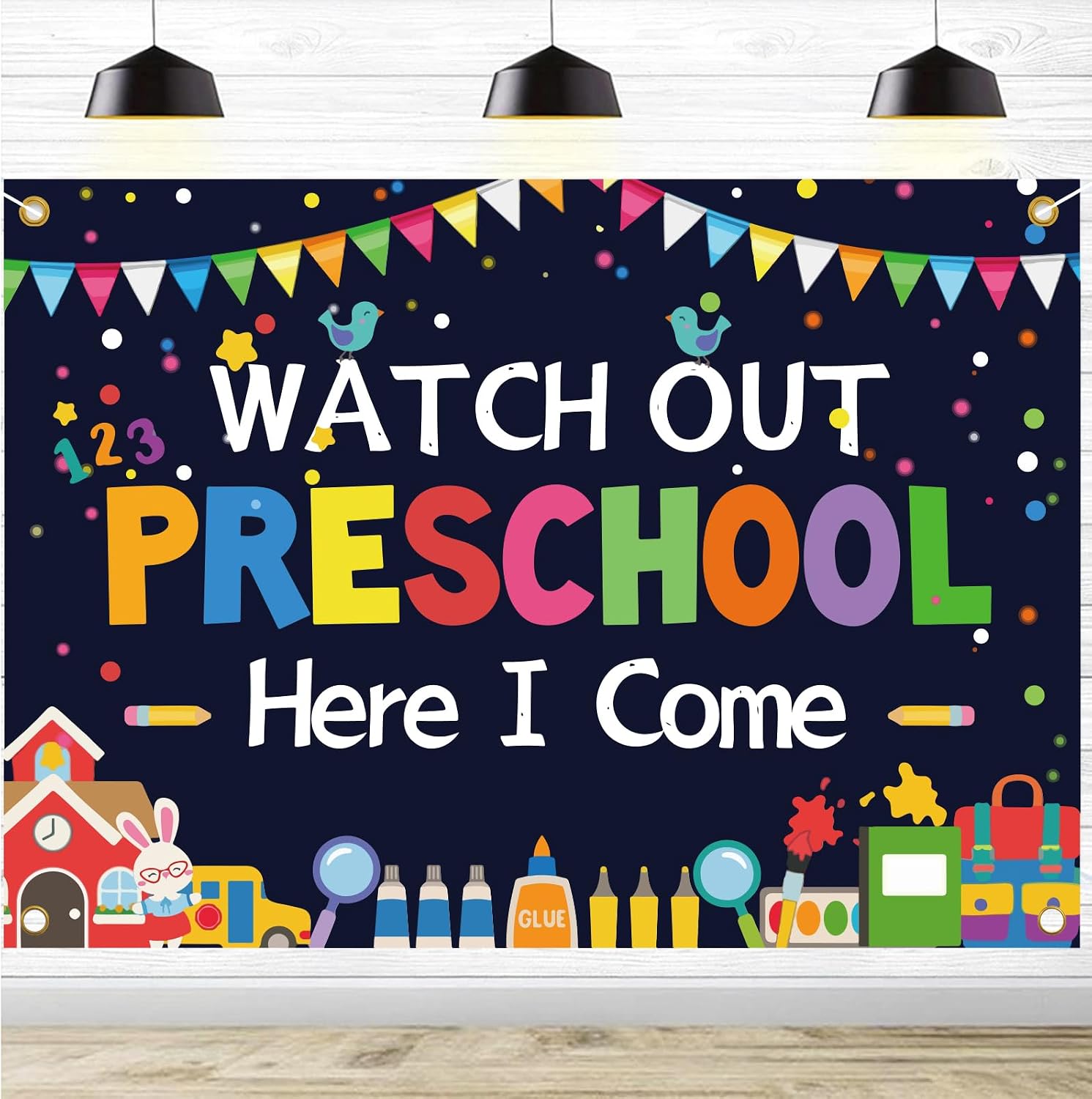 Amazon.com : Watch Out Preschool Here I Come Backdrop First Day of ...