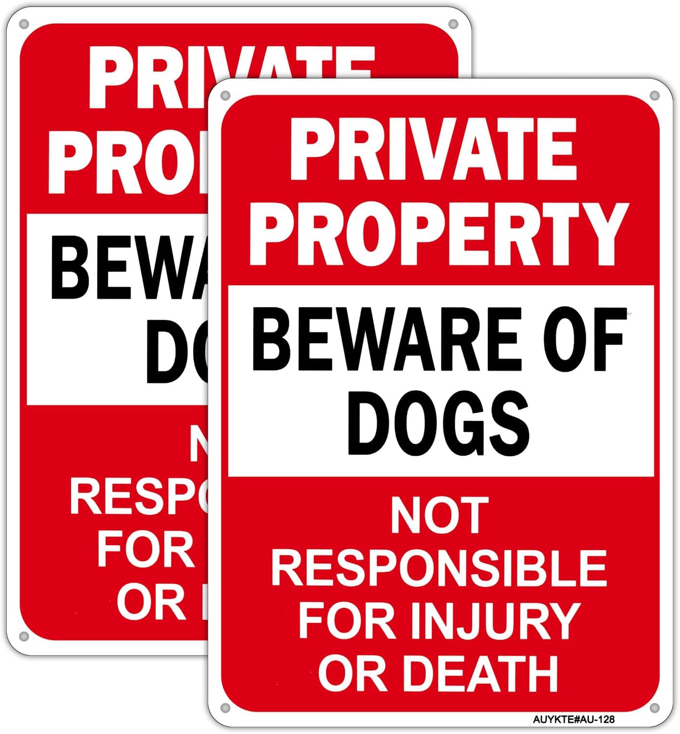 Amazon.com: Beware of Dog Sign 2 Pack, Private Property No Trespassing ...