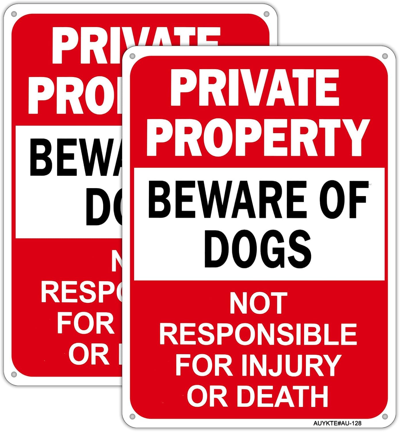 Amazon.com: Beware of Dog Sign 2 Pack, Private Property No Trespassing ...