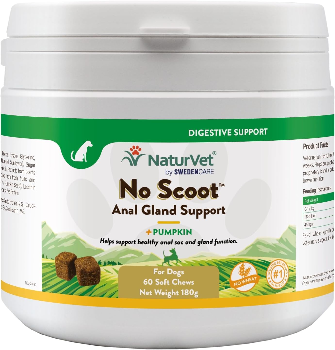 NaturVet No Scoot Anal Gland Support Chews for Dogs, Active Ingredients ...