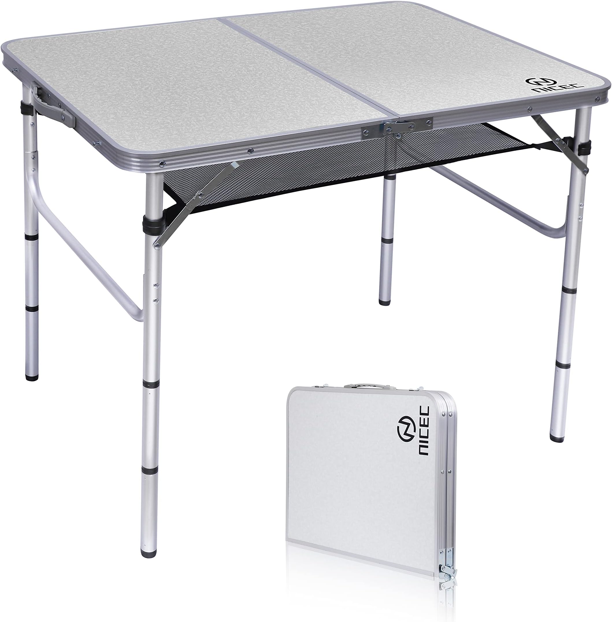 Amazon.com: Camp Field Aluminum Folding Small Picnic Table, Adjustable ...