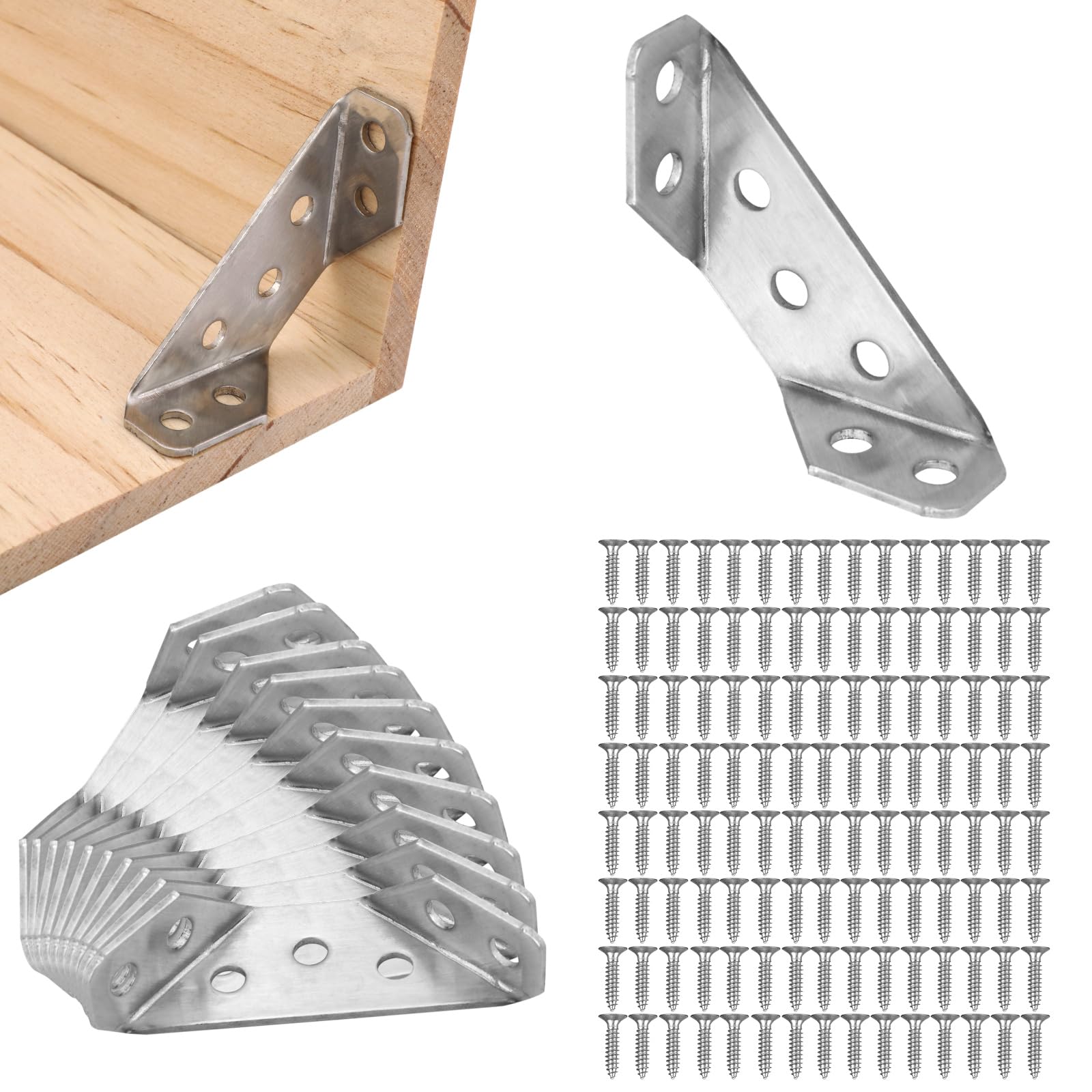 Amazon.com: 20pcs Corner Bracket, Stainless Steel Furniture Corner ...