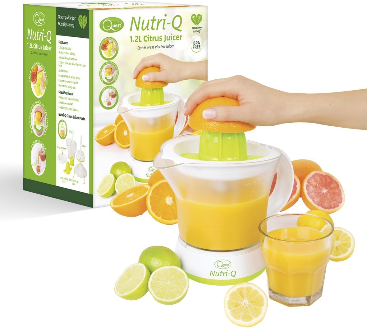 Quest Nutri-Q 34210 Quick Press Electric Citrus Juicer / 2 Different ...