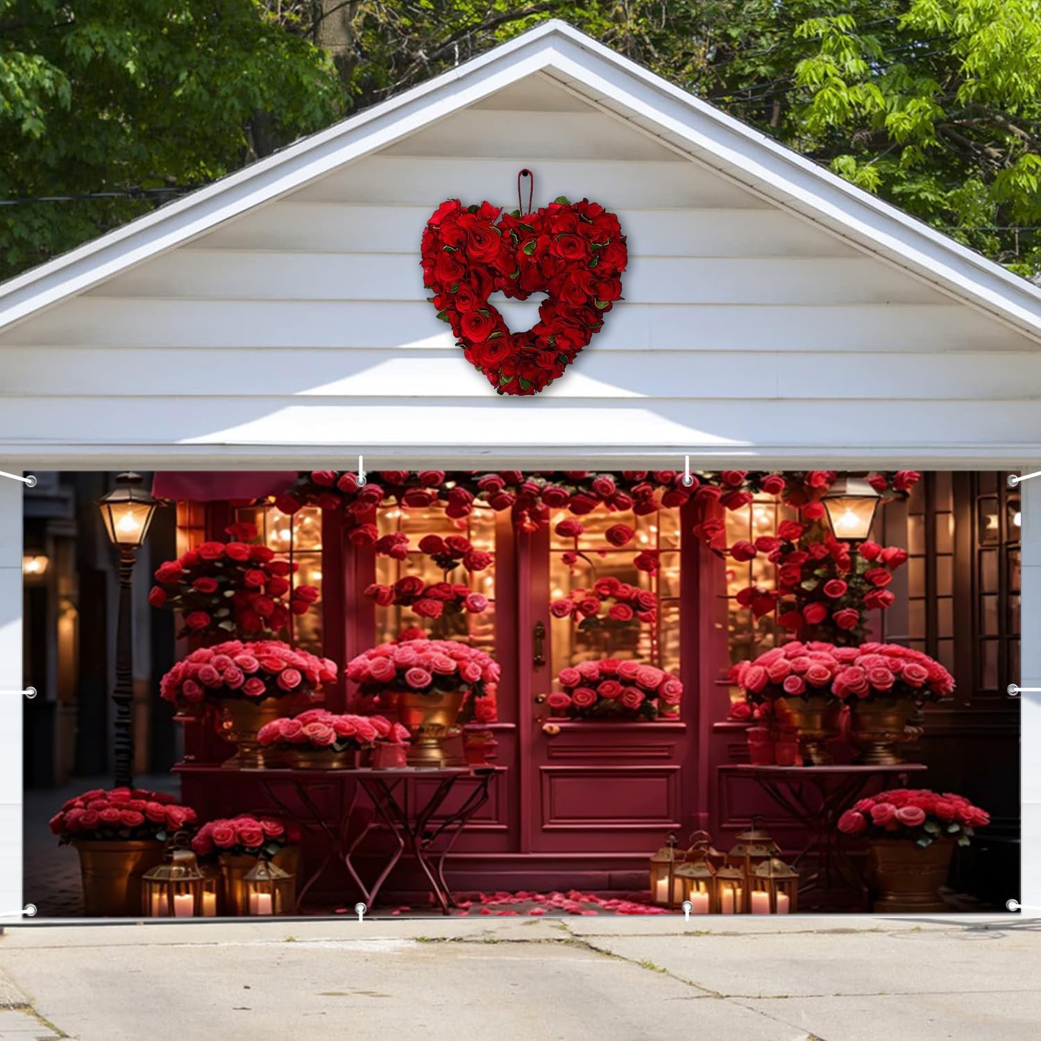Amazon.com : Happy Valentine's Day Garage Door Decorations, Red Rose ...