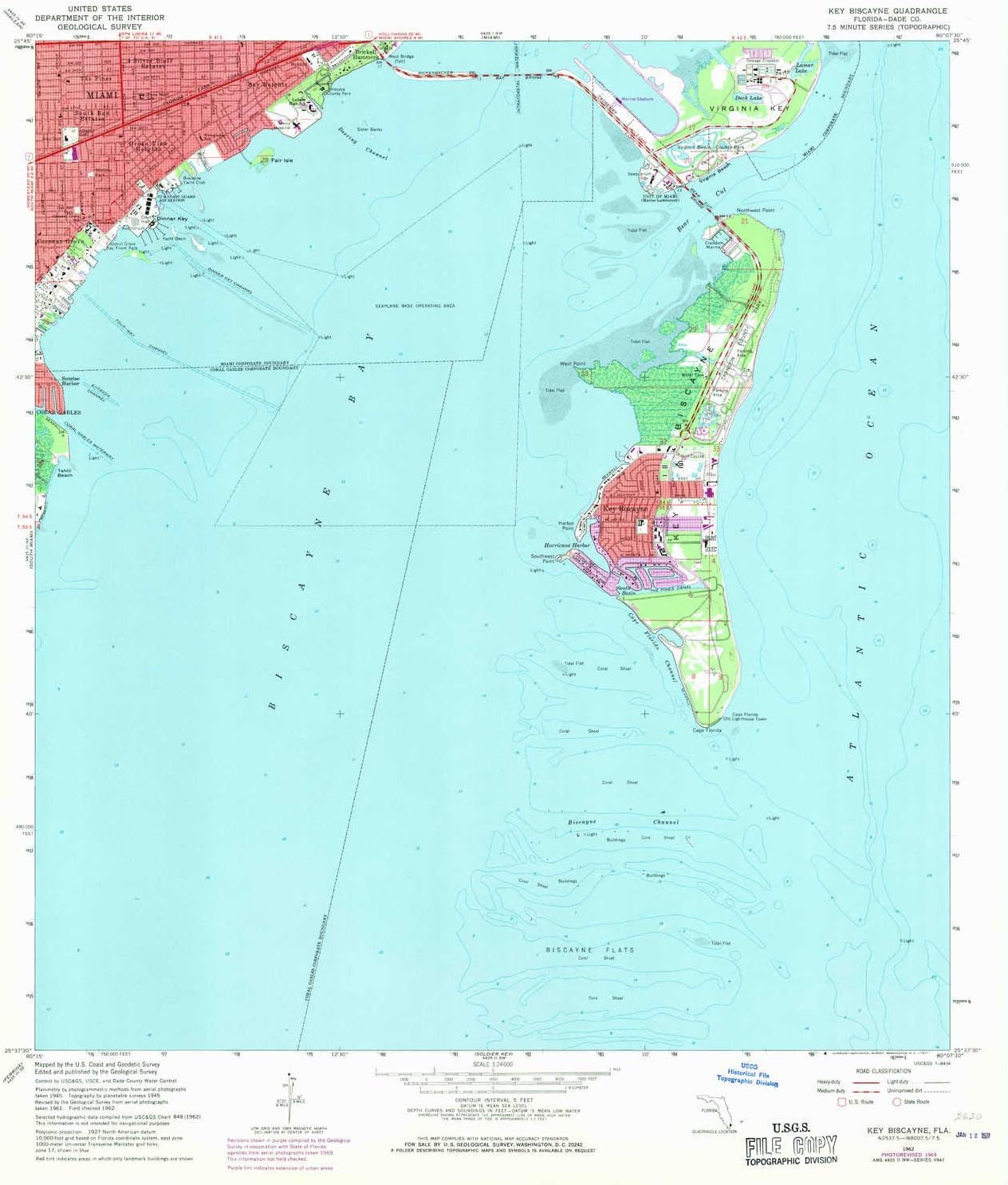Amazon.com : YellowMaps Key Biscayne FL topo map, 1:24000 Scale, 7.5 X ...