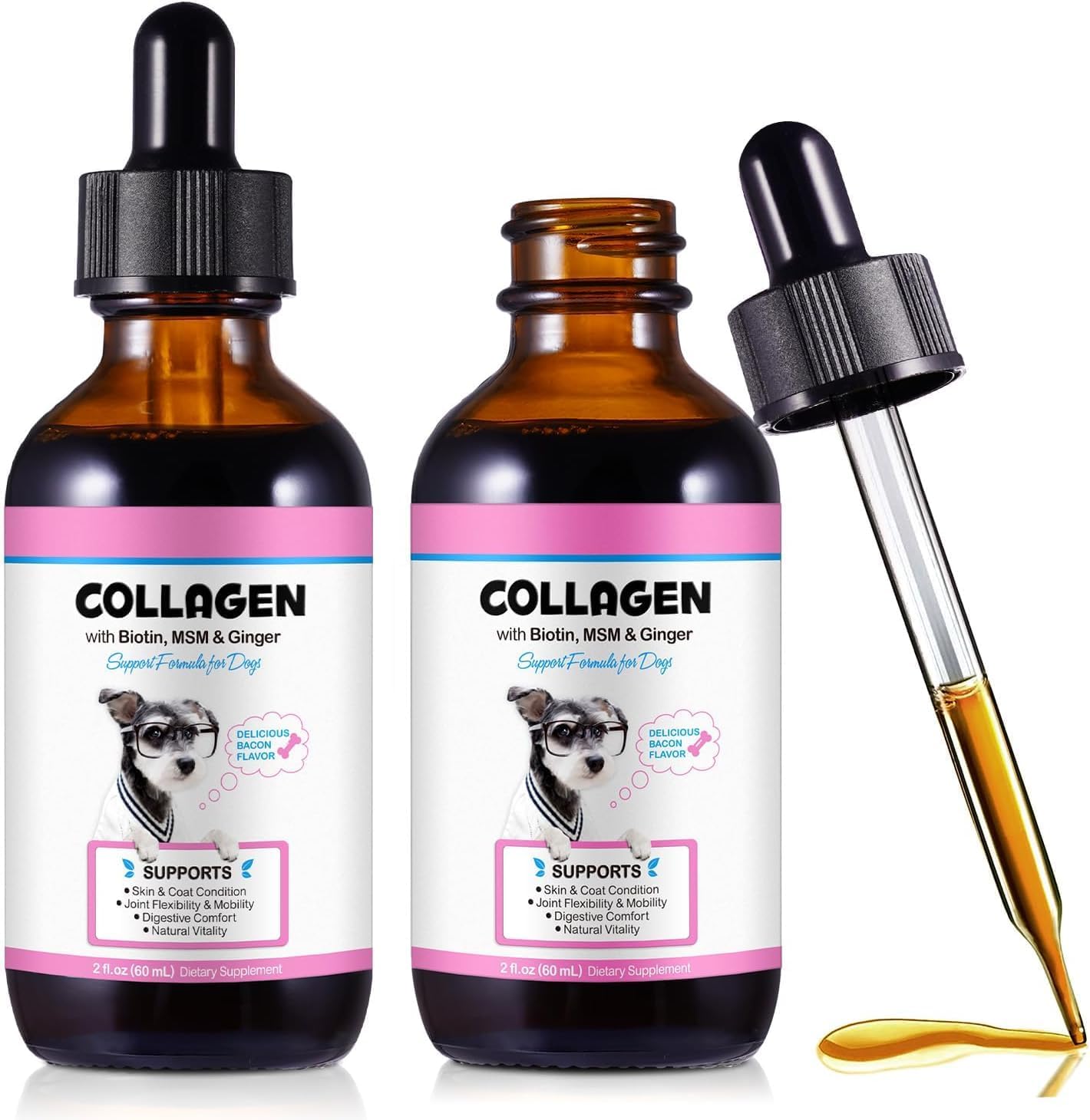 2Pcs Collagen for Dogs,Liquid Collagen for Dog,Skin & Coat Supplement ...