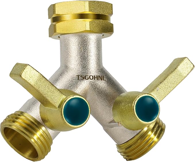 Amazon.com: Garden Hose splitter, Heavy Duty Solid Brass Y splitter ...