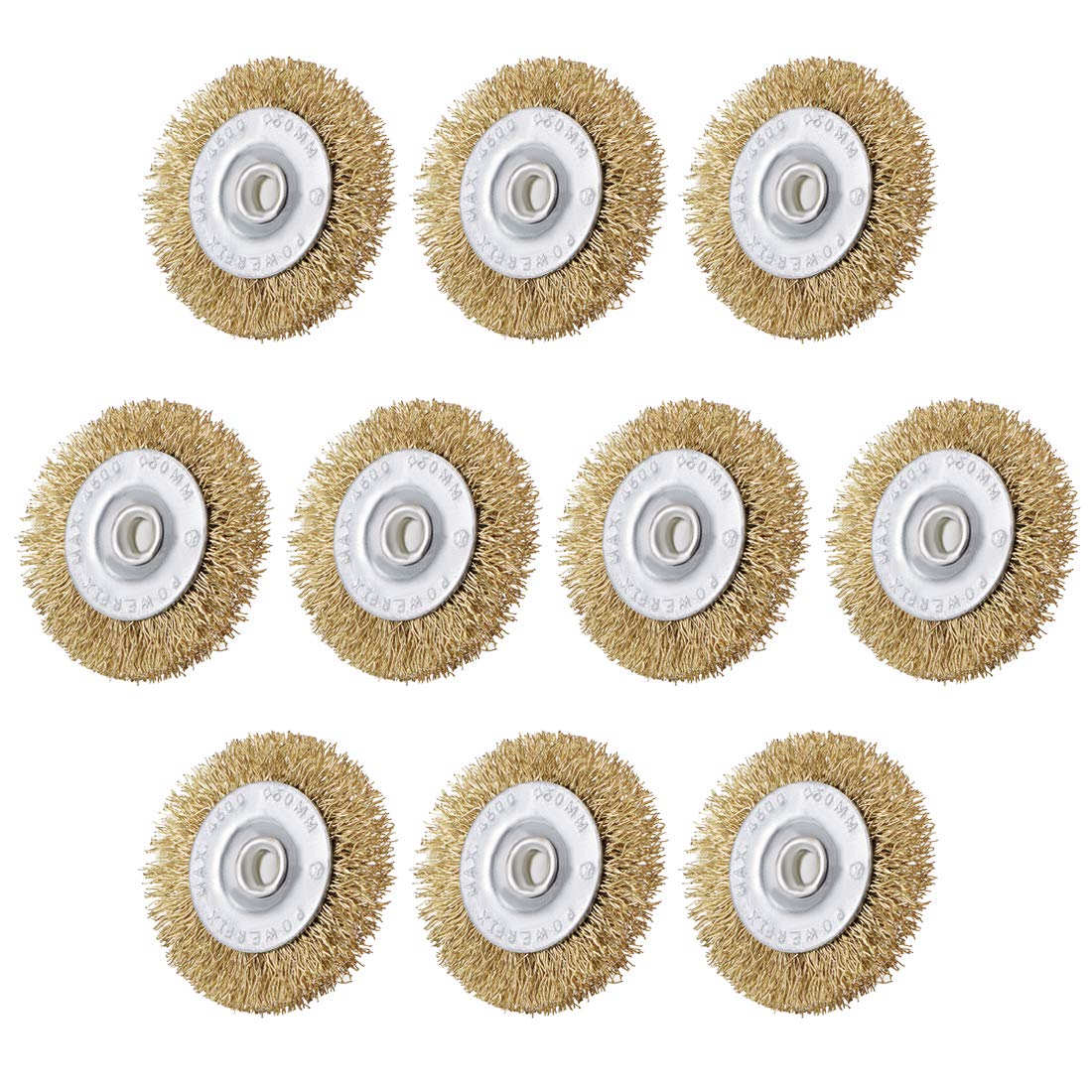 uxcell 2-Inch Wire Wheel Brush Bench Copper Plated Crimped Steel 1/4 ...