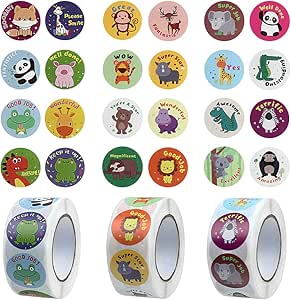 1500PCS Reward Stickers, ZTMY School Stickers 3 Roll Motivational ...