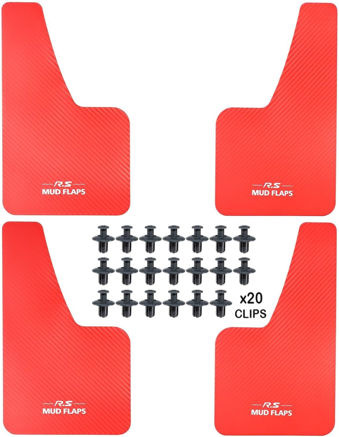 4 x Red Rally Style Car Exterior Styling Mudflaps - Universal Fit ...