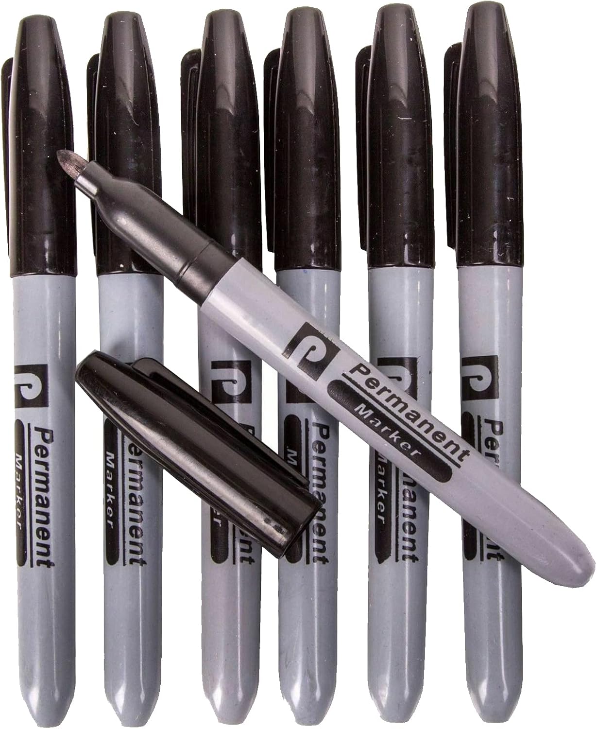 Permanent Marker Pens Set of 8 Bullet tip Black Marker Waterproof ...