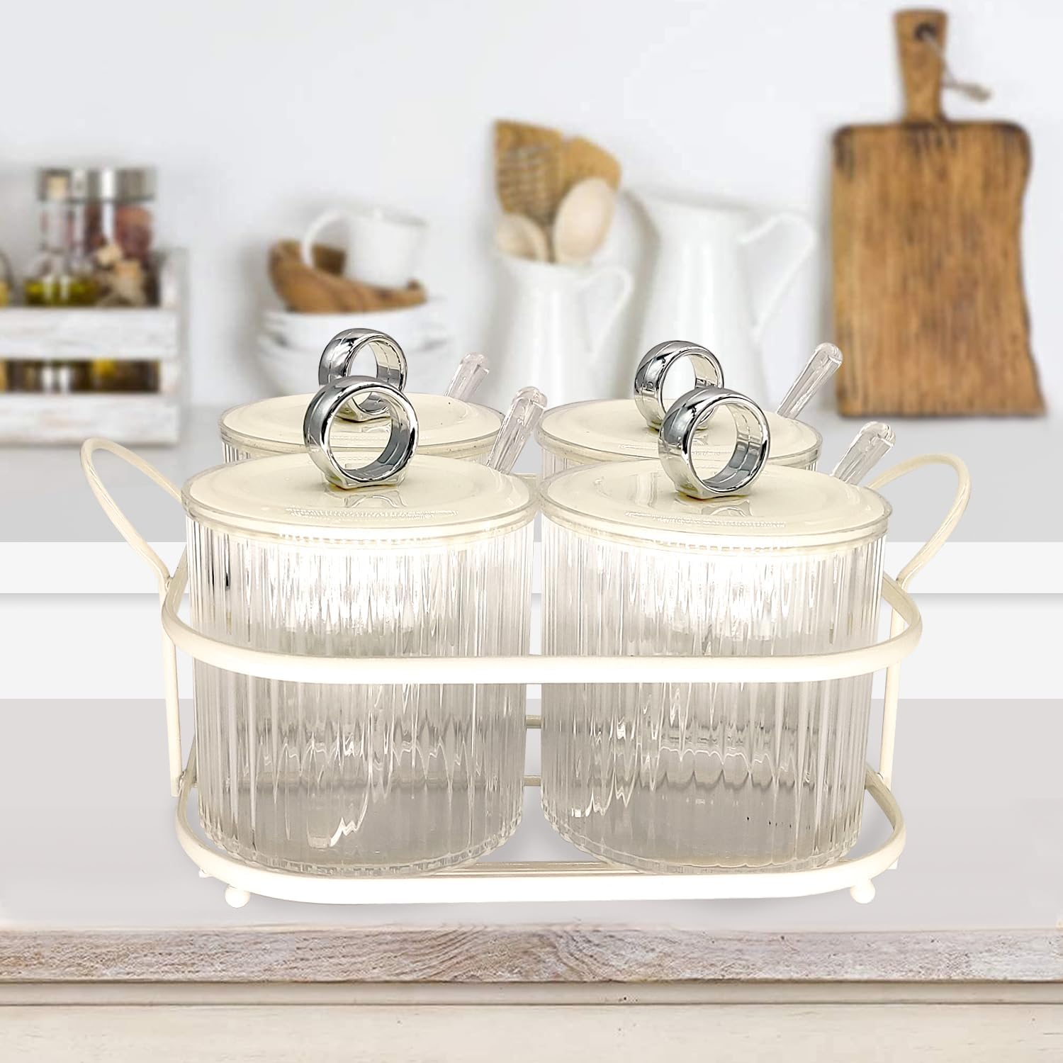 Amazon.com | TourKing Acrylic Condiment Spice Jars,Condiment Pot With ...